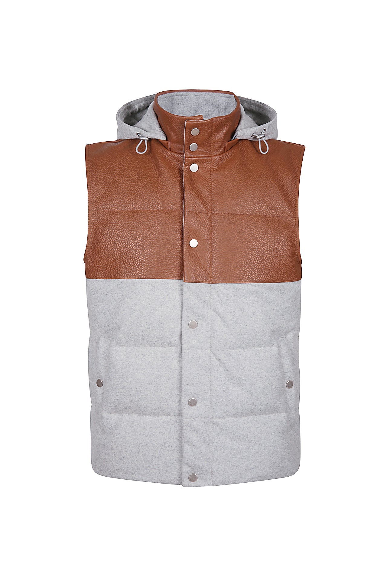 BI-MATERIAL WOOL AND LEATHER VEST – Eleventy Milano USA